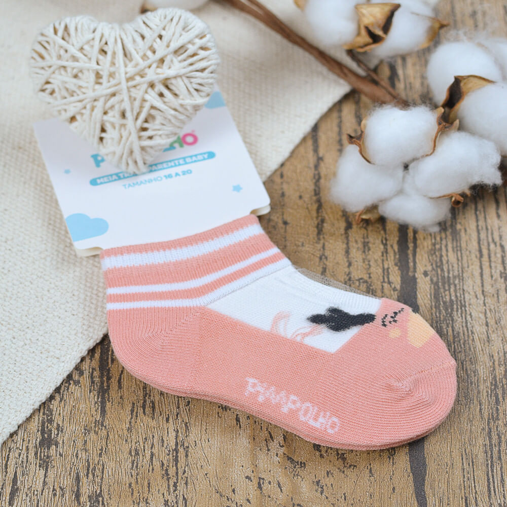 Meia Transparente Baby Salmon - Alô Bebê - Loja Oficial